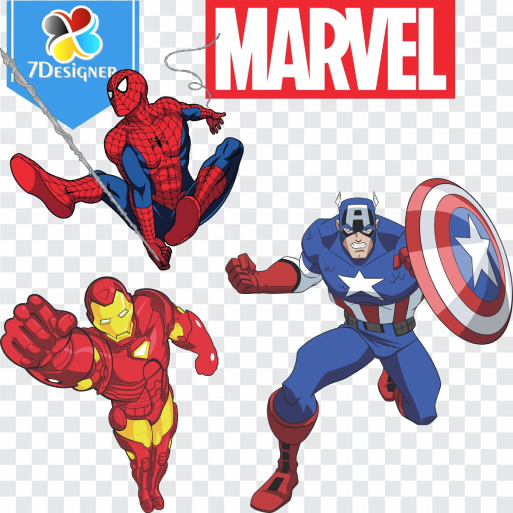 Kit Digital Marvel com 25 Vetores CDR + PNG - 7Designer